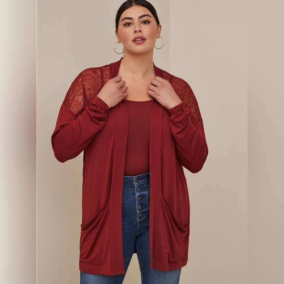 torrid | Tops | New Torrid Rust Lace Cardigan 4x | Poshmark